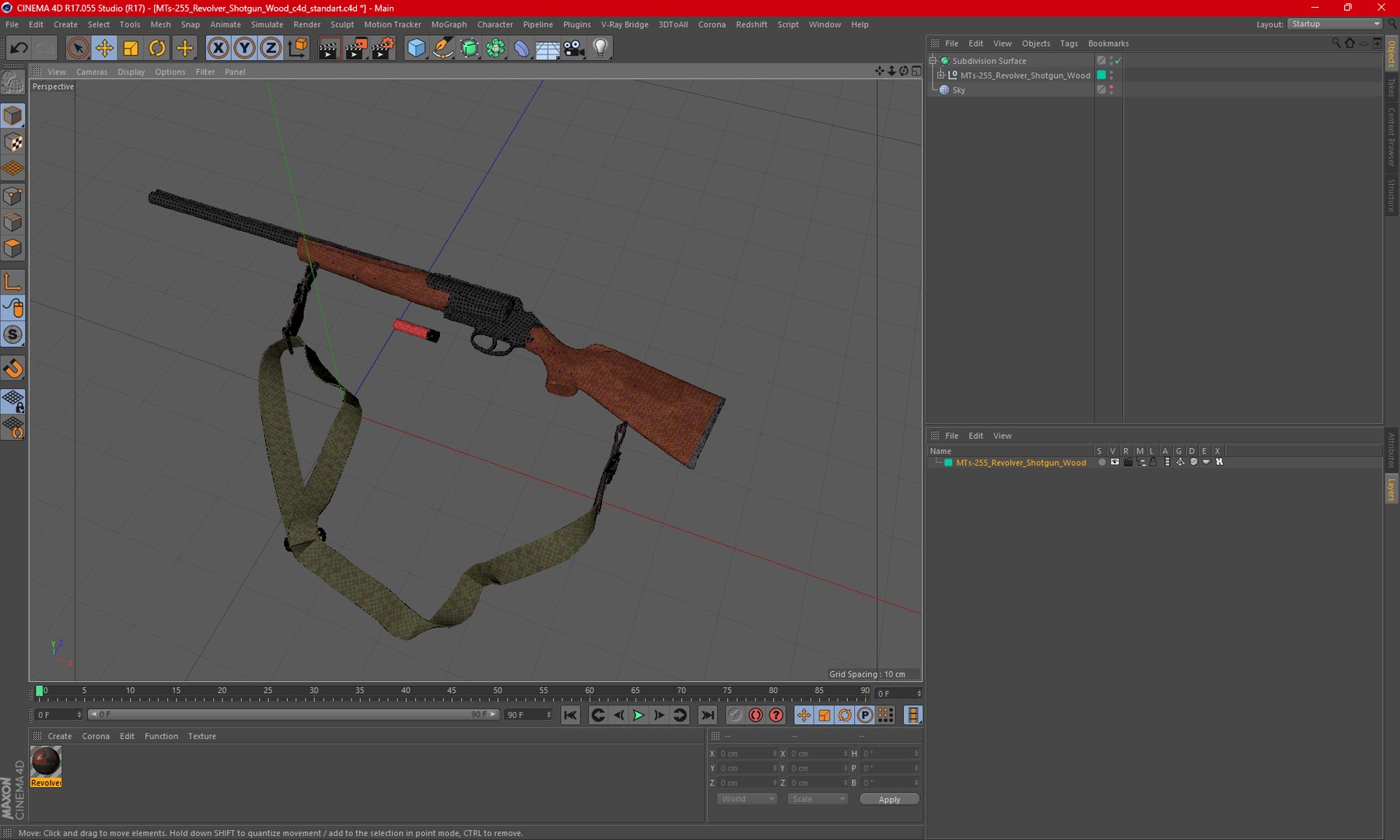 MTs-255 Revolver Shotgun Wood 3D Model - TurboSquid 2079664