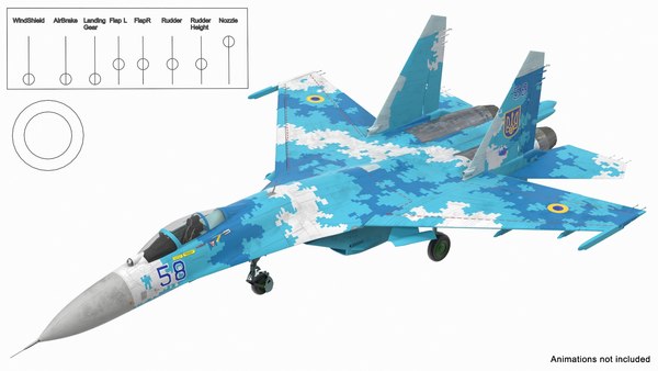 modelo 3d Aviones de combate ucranianos Sukhoi Su-27 aparejados - TurboSquid 1978929