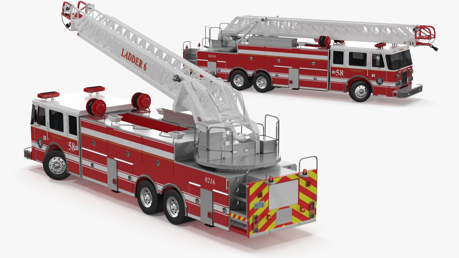 3D Rear Mount Ladder Fire Truck Rigged for Cinema 4D - TurboSquid 2136645