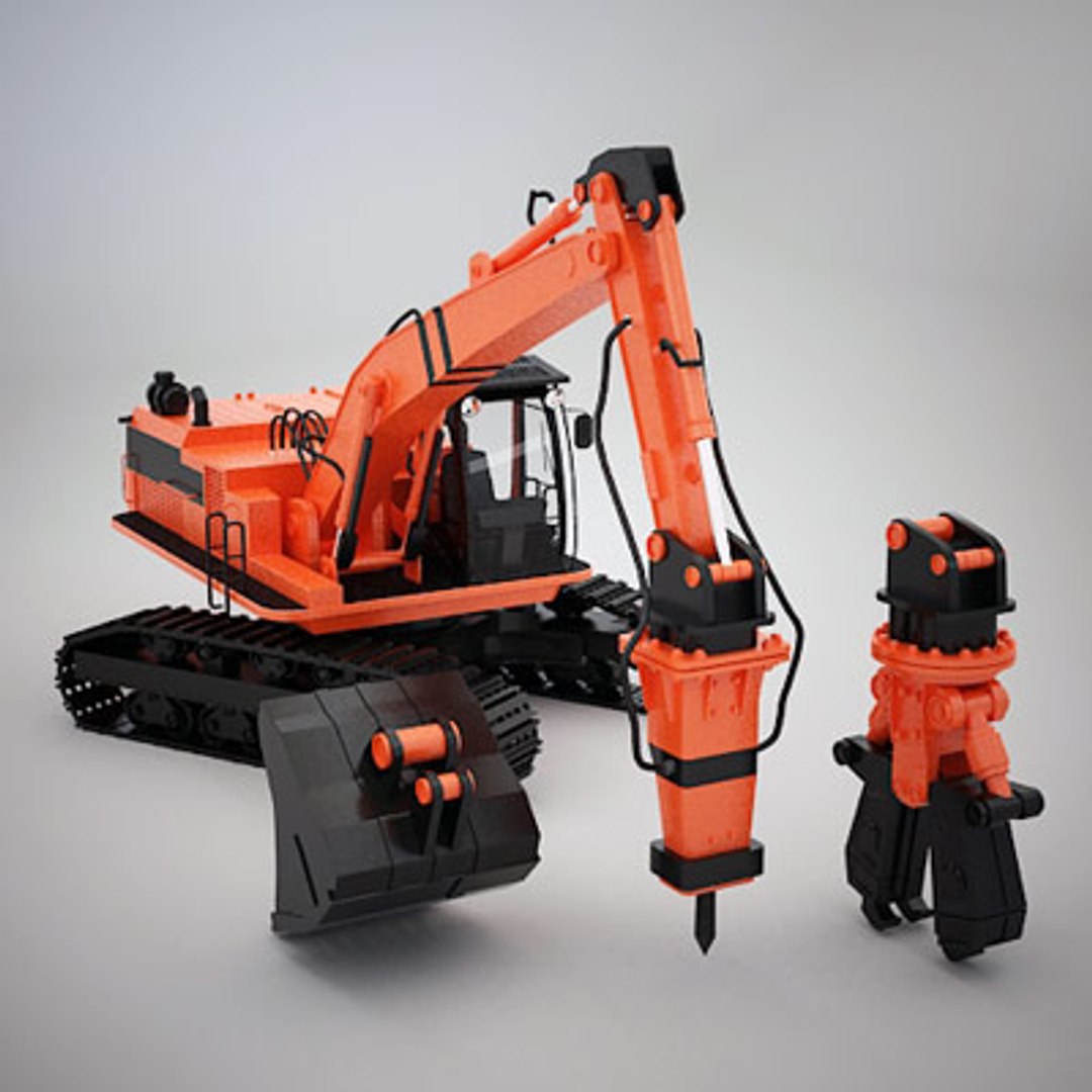 Excavator Attachment 3d Model