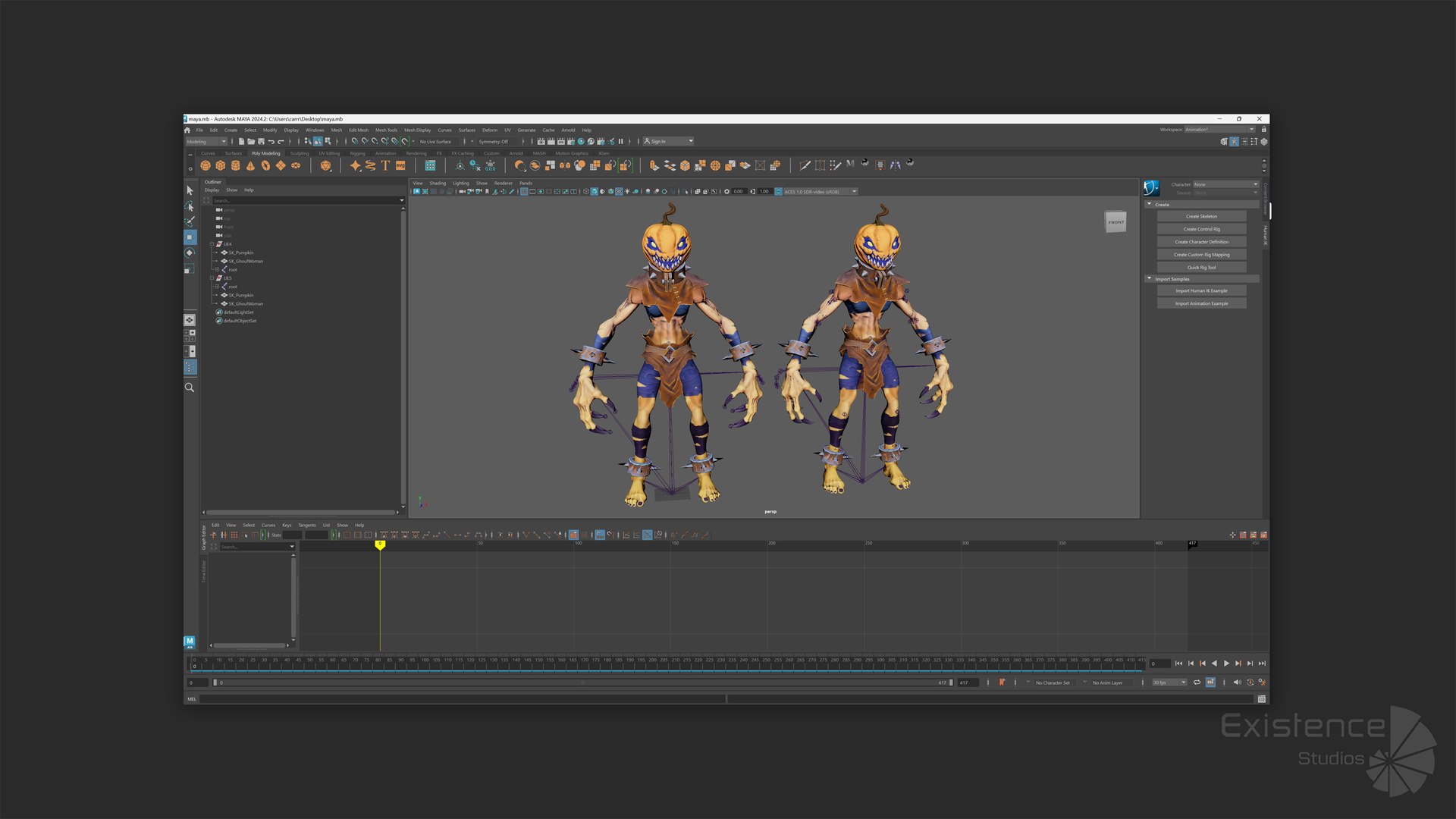 Stylized Ghoul Woman - Pumpkin Halloween - 54 Model - TurboSquid 2283578