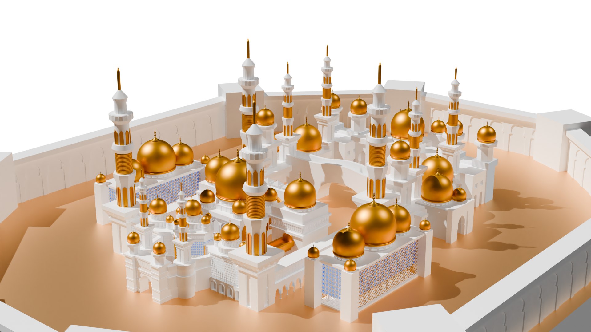 3D Modern Magnificent Mosque Architecture Model - TurboSquid 2213715