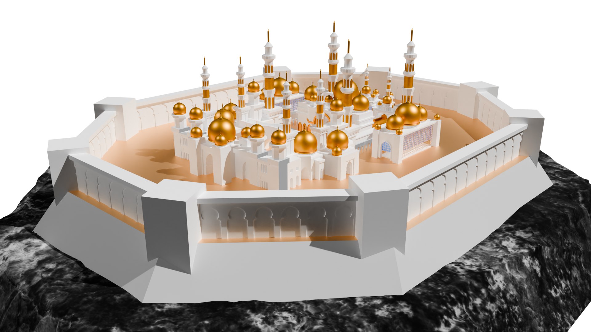 3D Modern Magnificent Mosque Architecture Model - TurboSquid 2213715