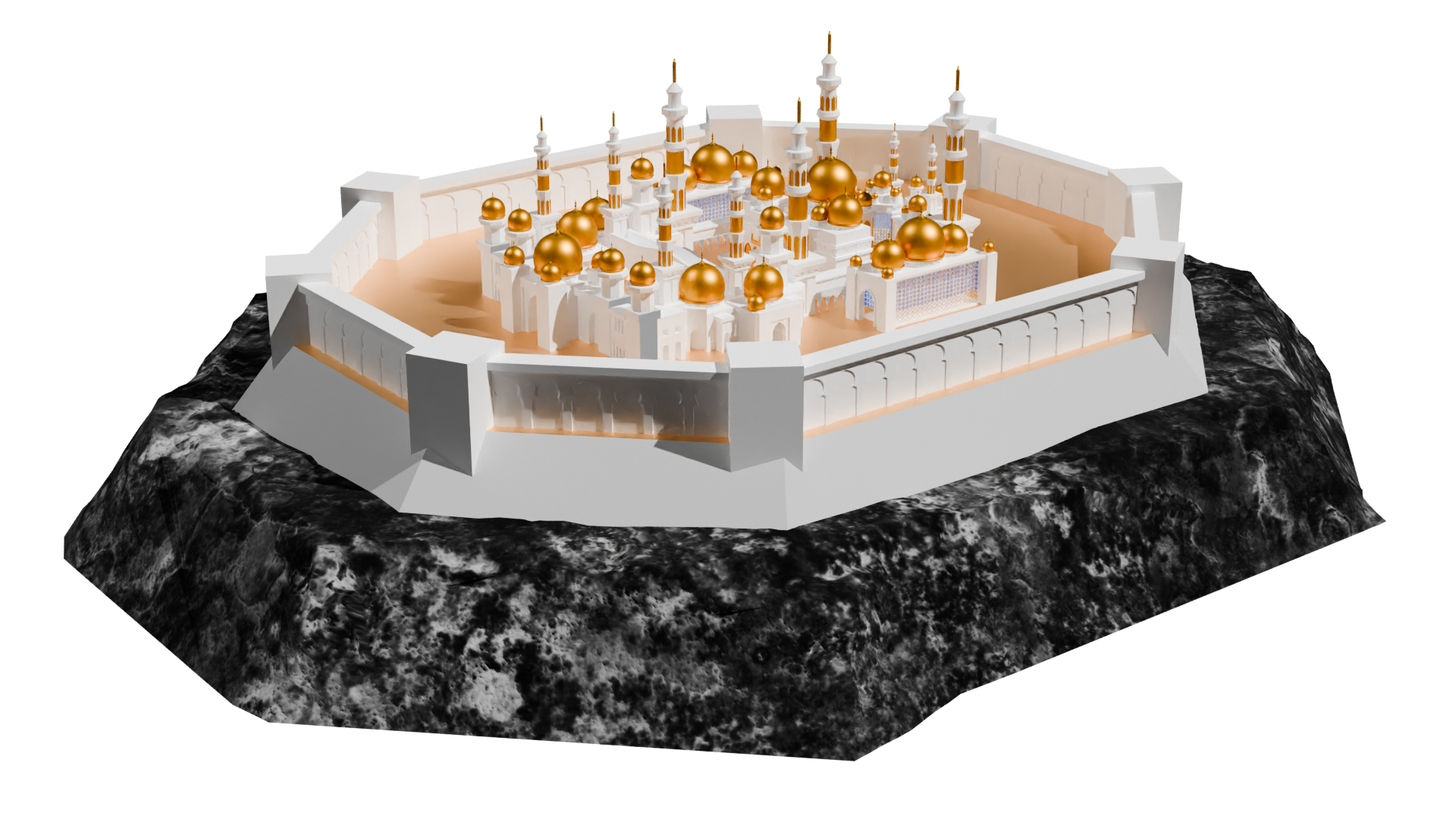 3D Modern Magnificent Mosque Architecture Model - TurboSquid 2213715