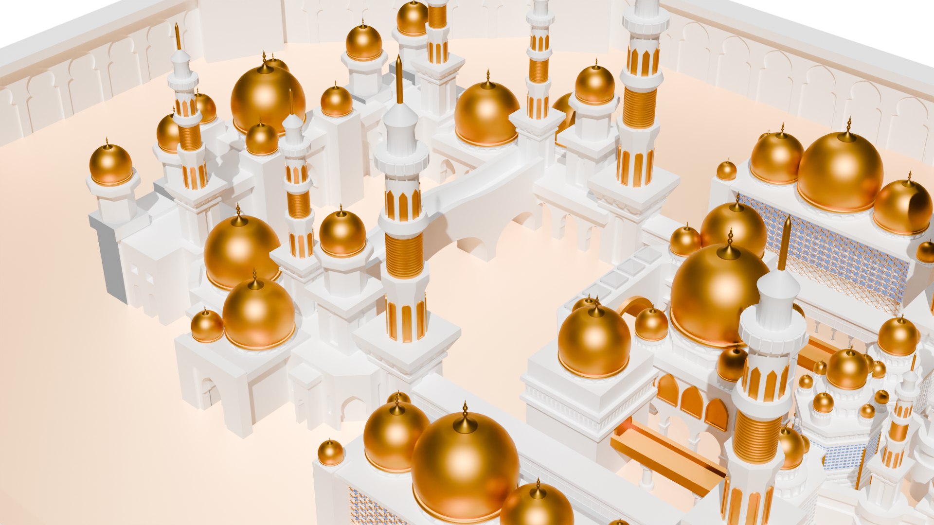 3D Modern Magnificent Mosque Architecture Model - TurboSquid 2213715