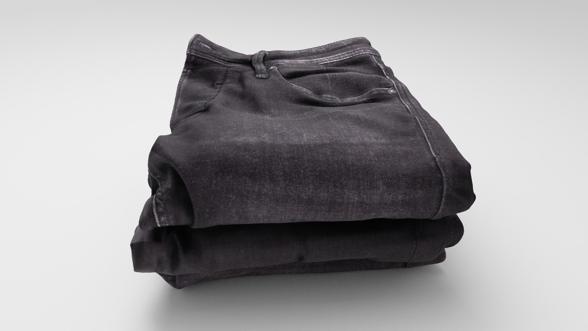 Pile Or Stock Of Folded Black Jeans Pants For Wardrobe 3D Model ...