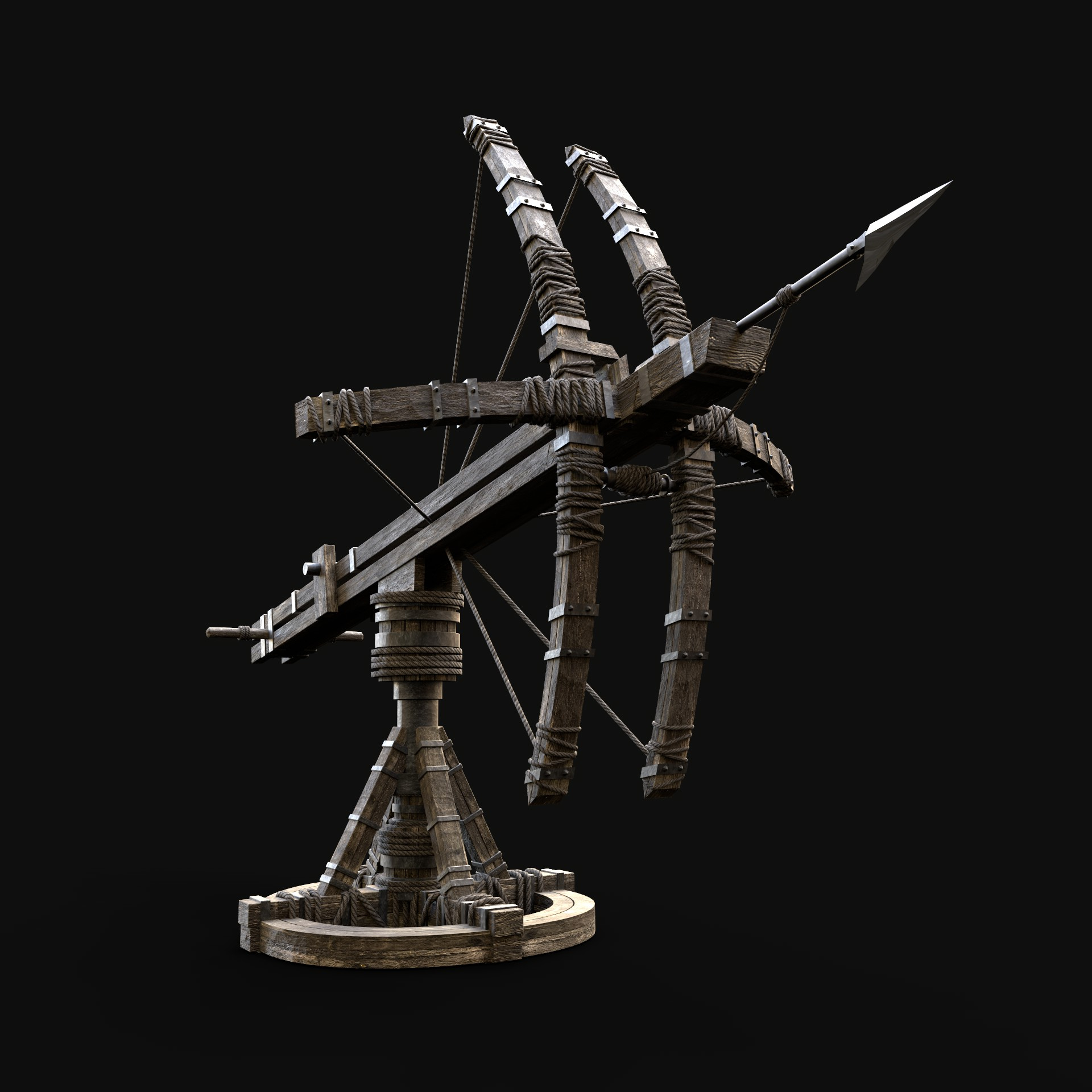BALLISTA HARPOON LAUNCHER WAR MACHINE MEDIEVAL SIEGE ENGINE 3D model ...