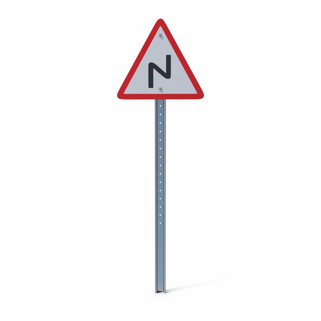 Double Bend Road Sign Model - TurboSquid 2097452