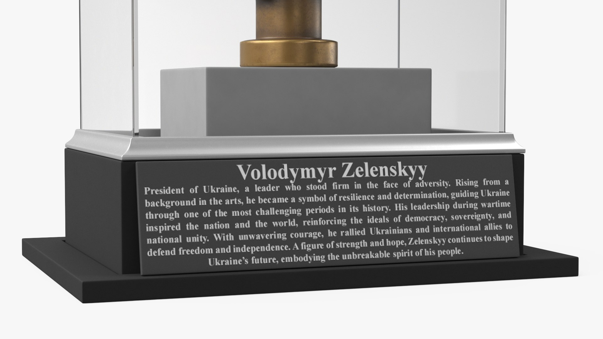 Bronze Bust Of Zelensky In Museum Exhibit 3D Model - TurboSquid 2390566