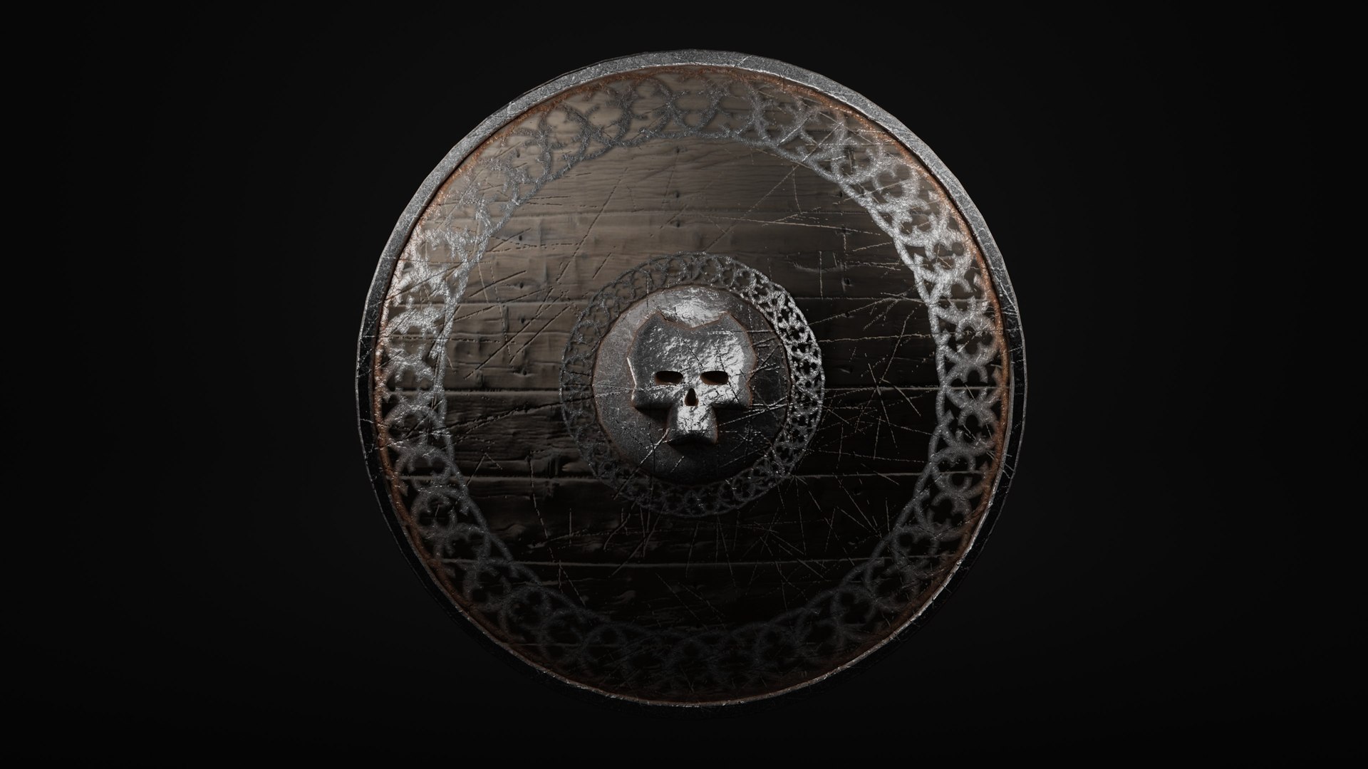 3D Low Poly Skull Shield PBR - Battered Model - TurboSquid 1976362