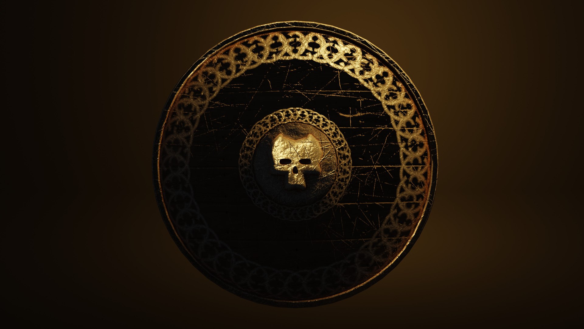 3D Low Poly Skull Shield PBR - Battered Model - TurboSquid 1976362