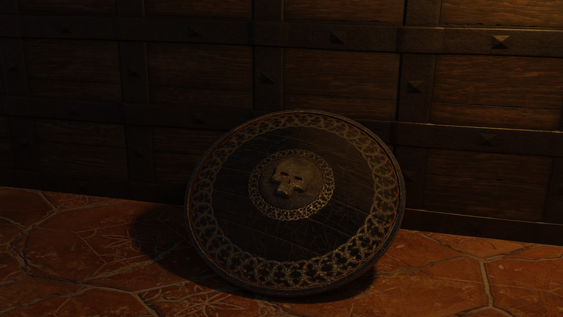 3D Low Poly Skull Shield PBR - Battered Model - TurboSquid 1976362