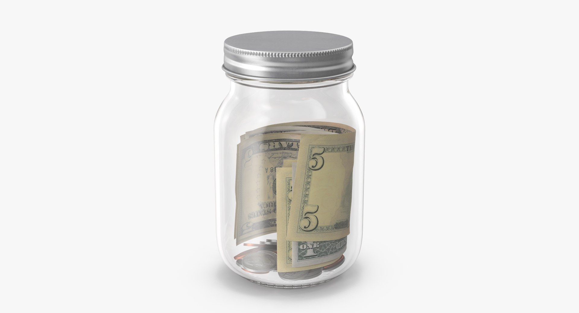 Glass Jar Currency 01 3d Model