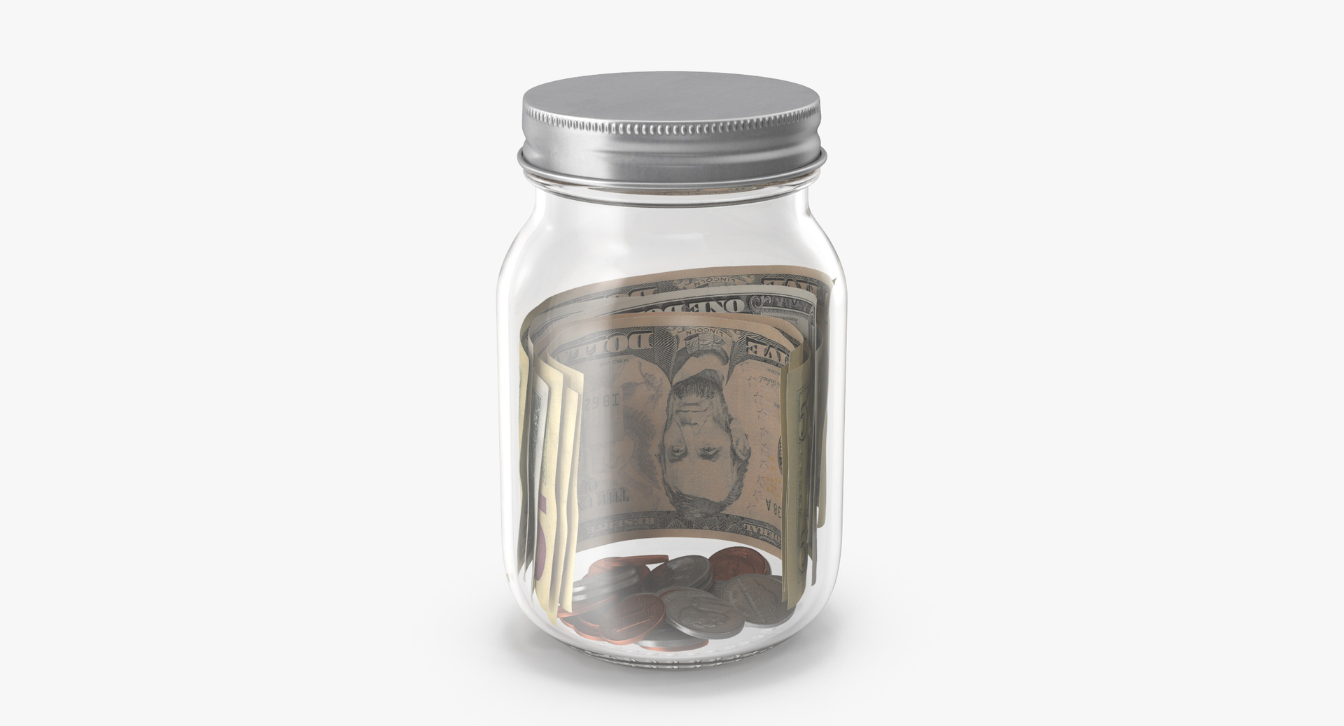 Glass Jar Currency 01 3d Model