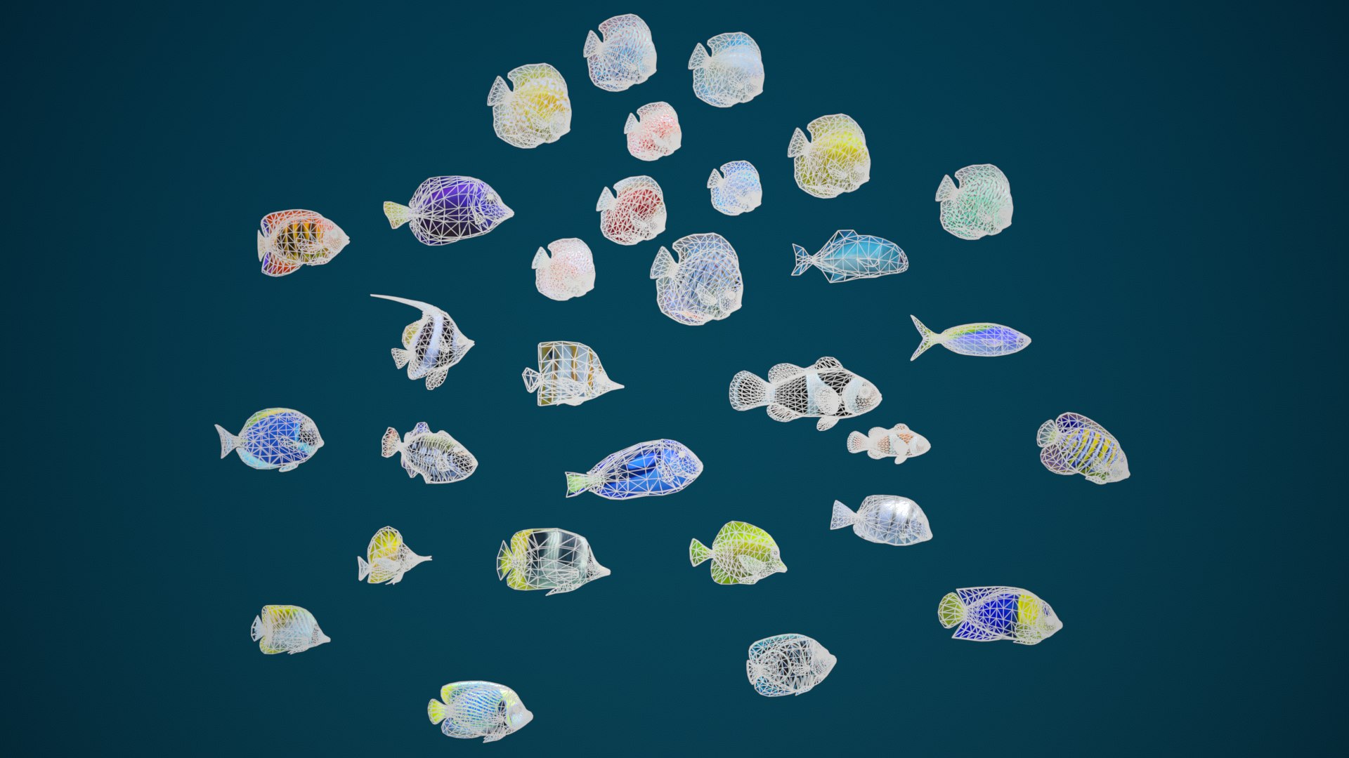 3D Tropical Fish Pack Rigged Animated Fishes Game Ready Aquarium Marine ...