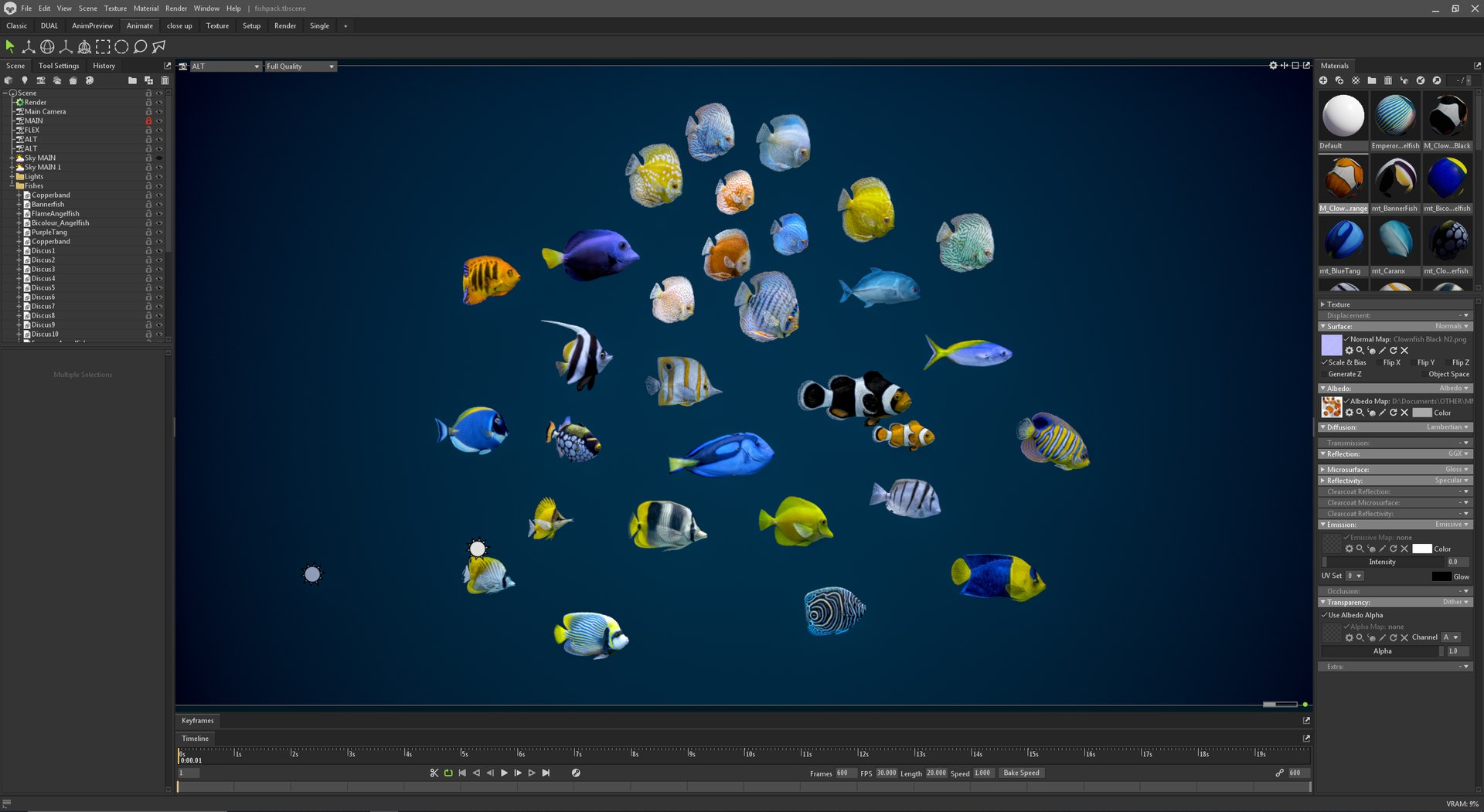 3D Tropical Fish Pack Rigged Animated Fishes Game Ready Aquarium Marine ...