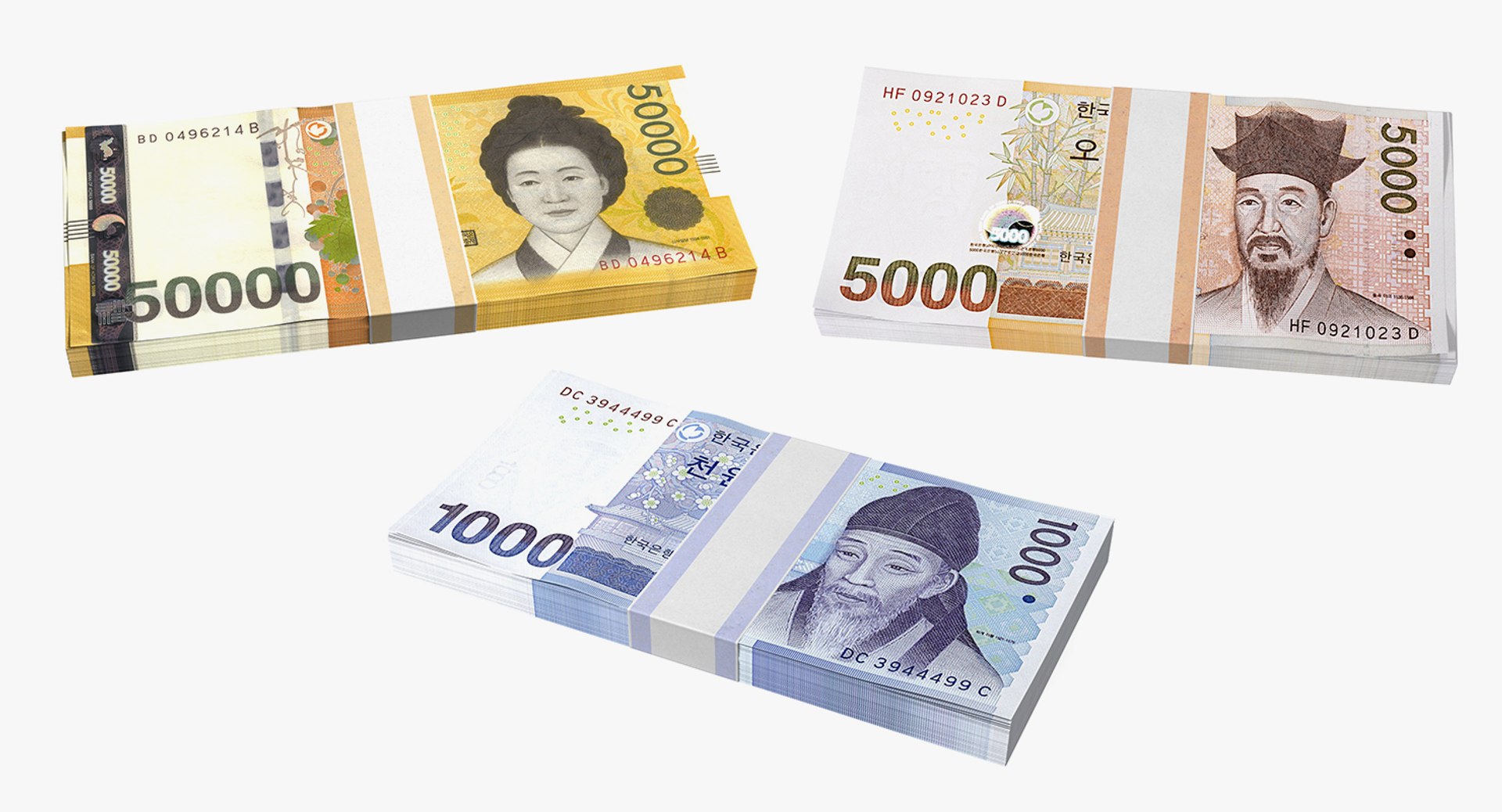 3D South Korean Banknote Bundles Collection model - TurboSquid 1736559