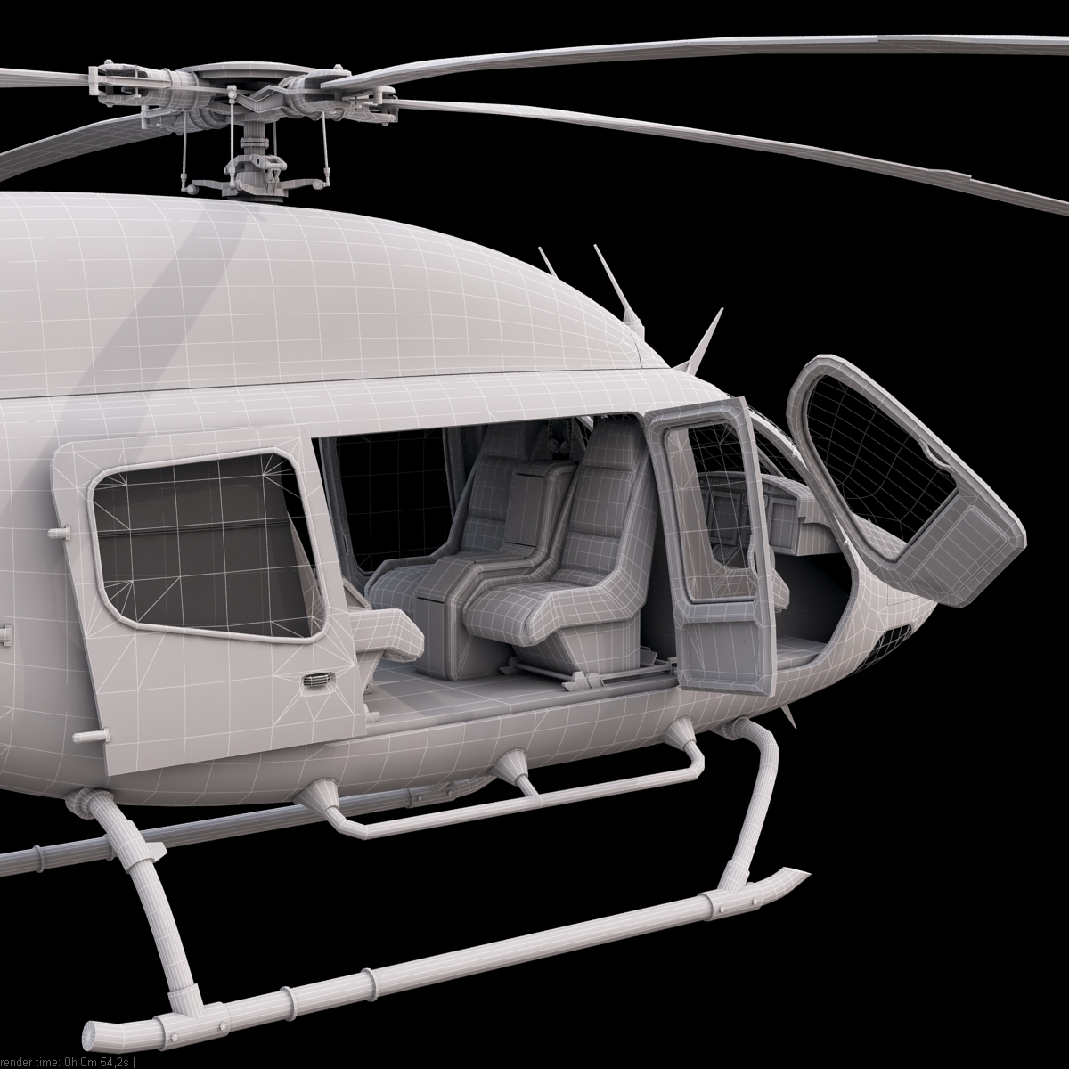 bell 429 helicopter interior 3d model