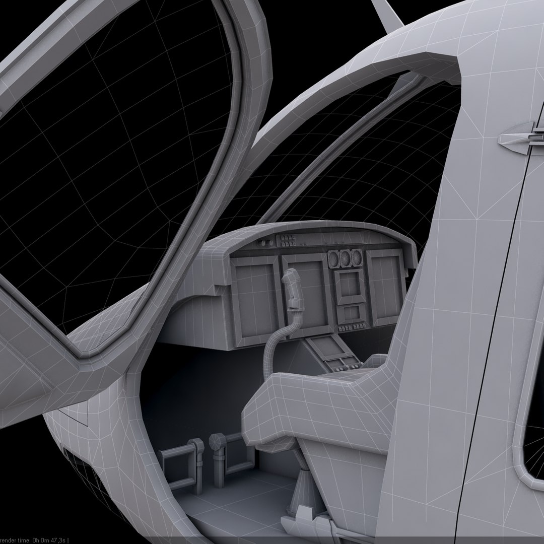 bell 429 helicopter interior 3d model
