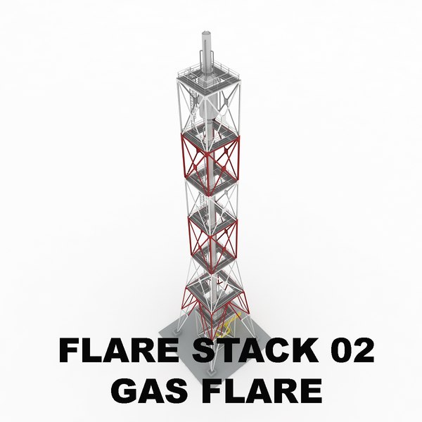 3d model flare stack gas 02