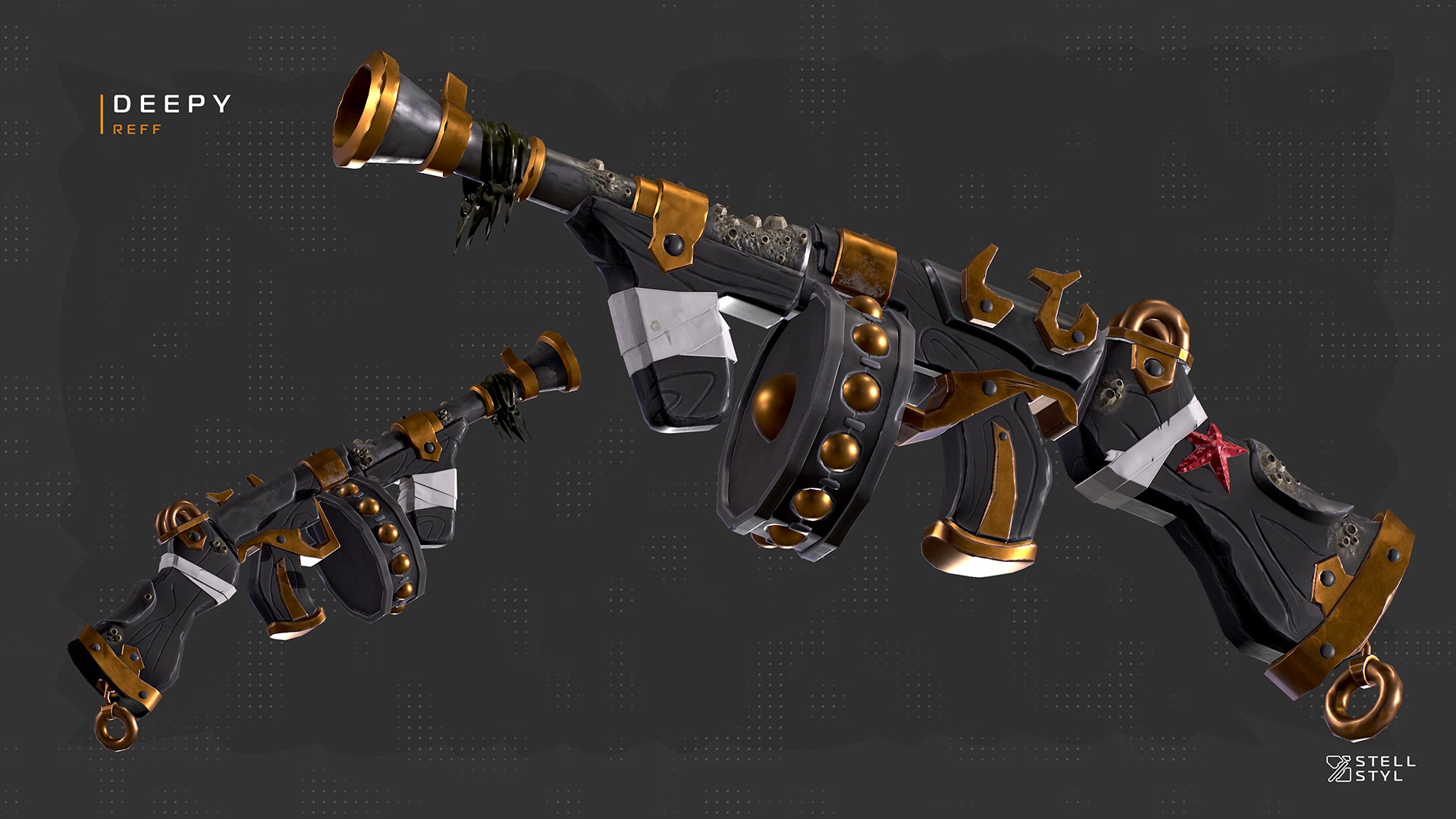 3D DEEPY W IMPROVISED SCOPE STELL STYL STYLIZED GUN Model - TurboSquid 1993824