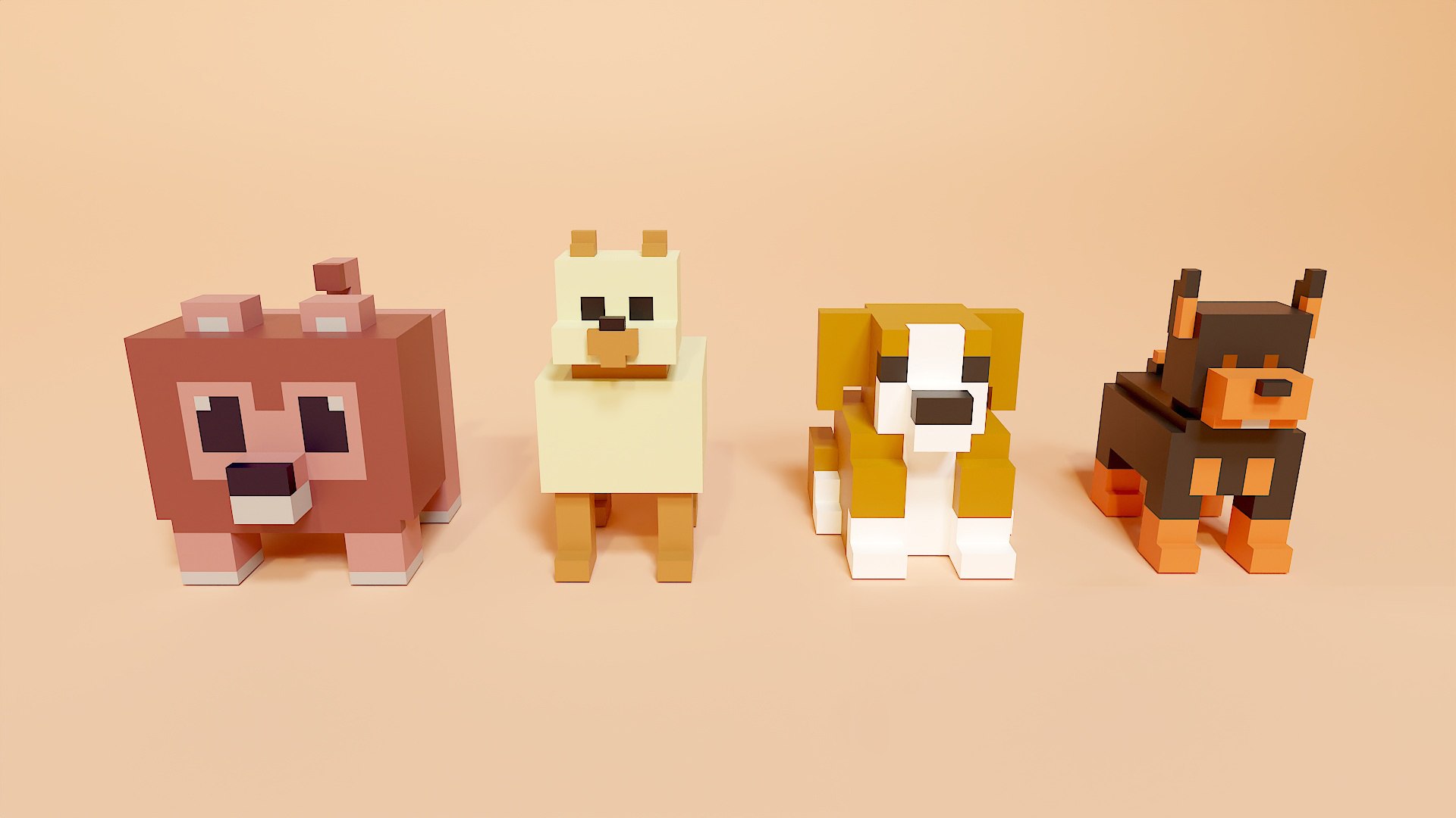 Voxel Dogs 3D Model - TurboSquid 2182454