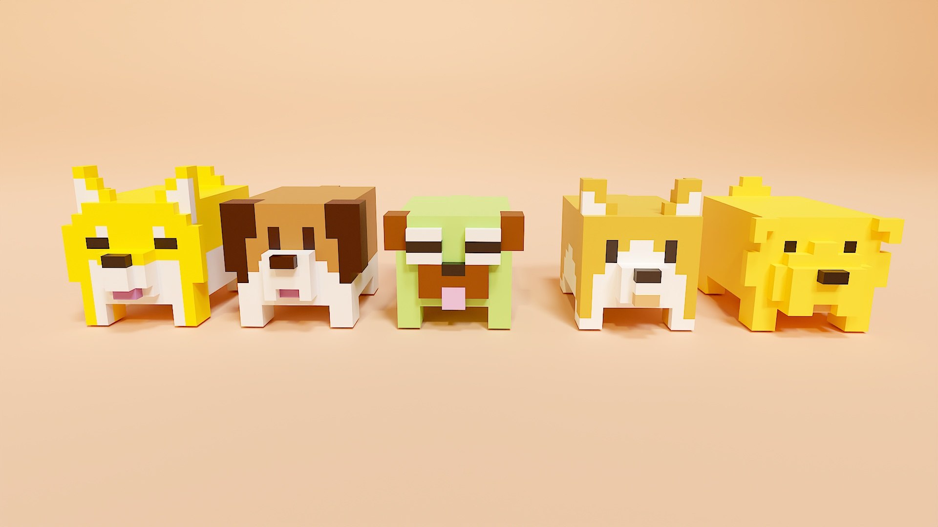Voxel Dogs 3D Model - TurboSquid 2182454