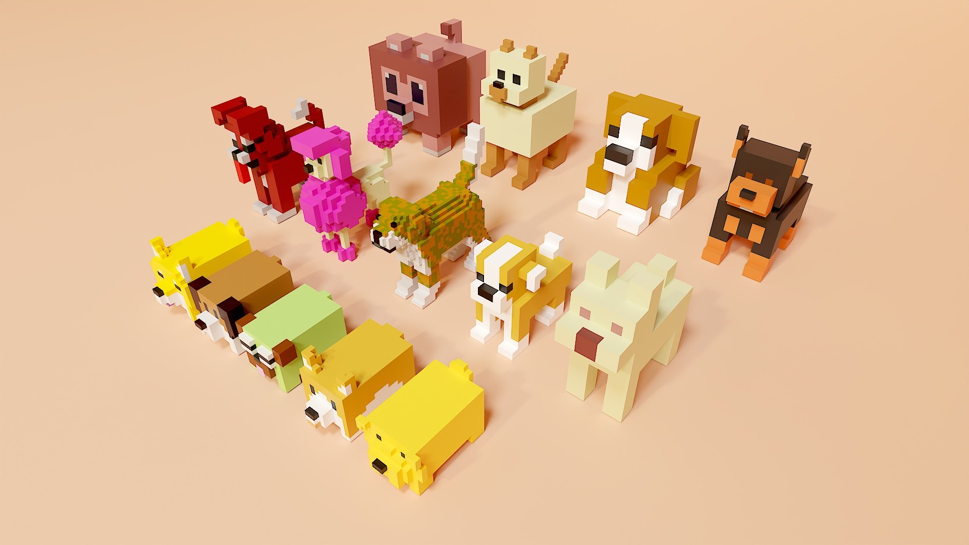 Voxel Dogs 3D Model - TurboSquid 2182454