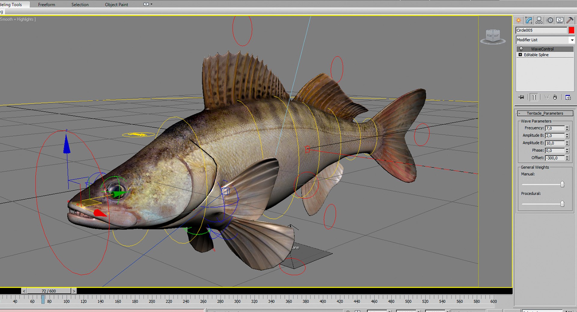 3d model zander fish animation