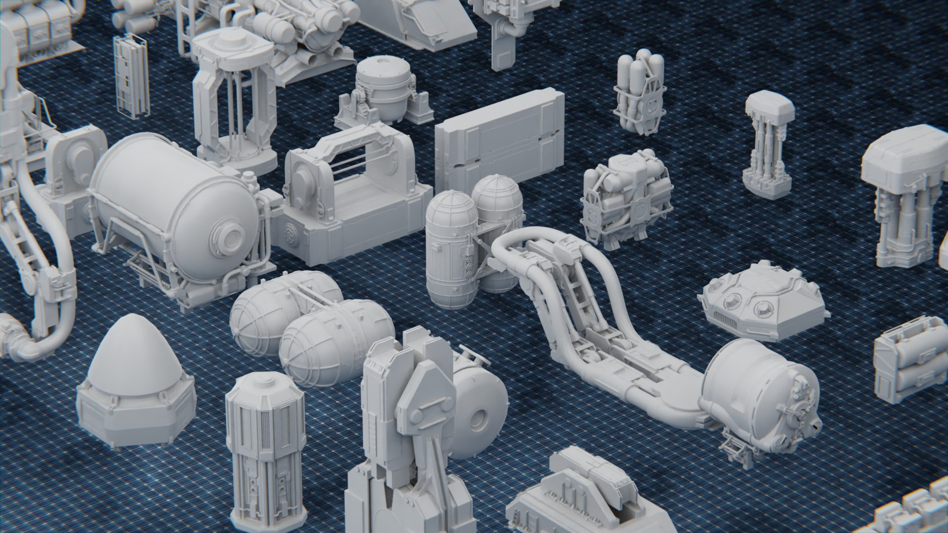 3D SCIFI SPACECRAFT KITBASH - PACK - ASSET - PROP - GREEBLE 3D Model ...