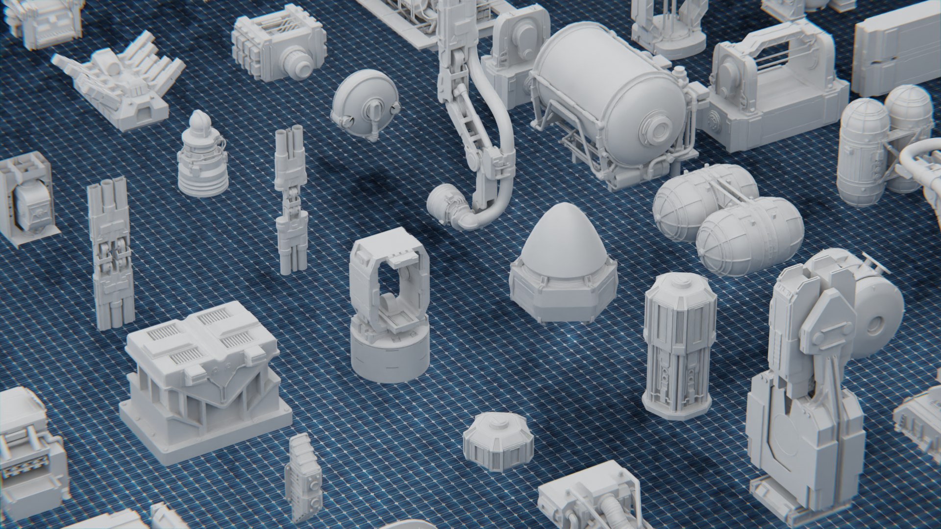 3D SCIFI SPACECRAFT KITBASH - PACK - ASSET - PROP - GREEBLE 3D Model ...