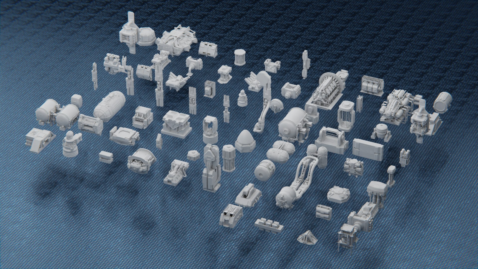 3D SCIFI SPACECRAFT KITBASH - PACK - ASSET - PROP - GREEBLE 3D Model ...