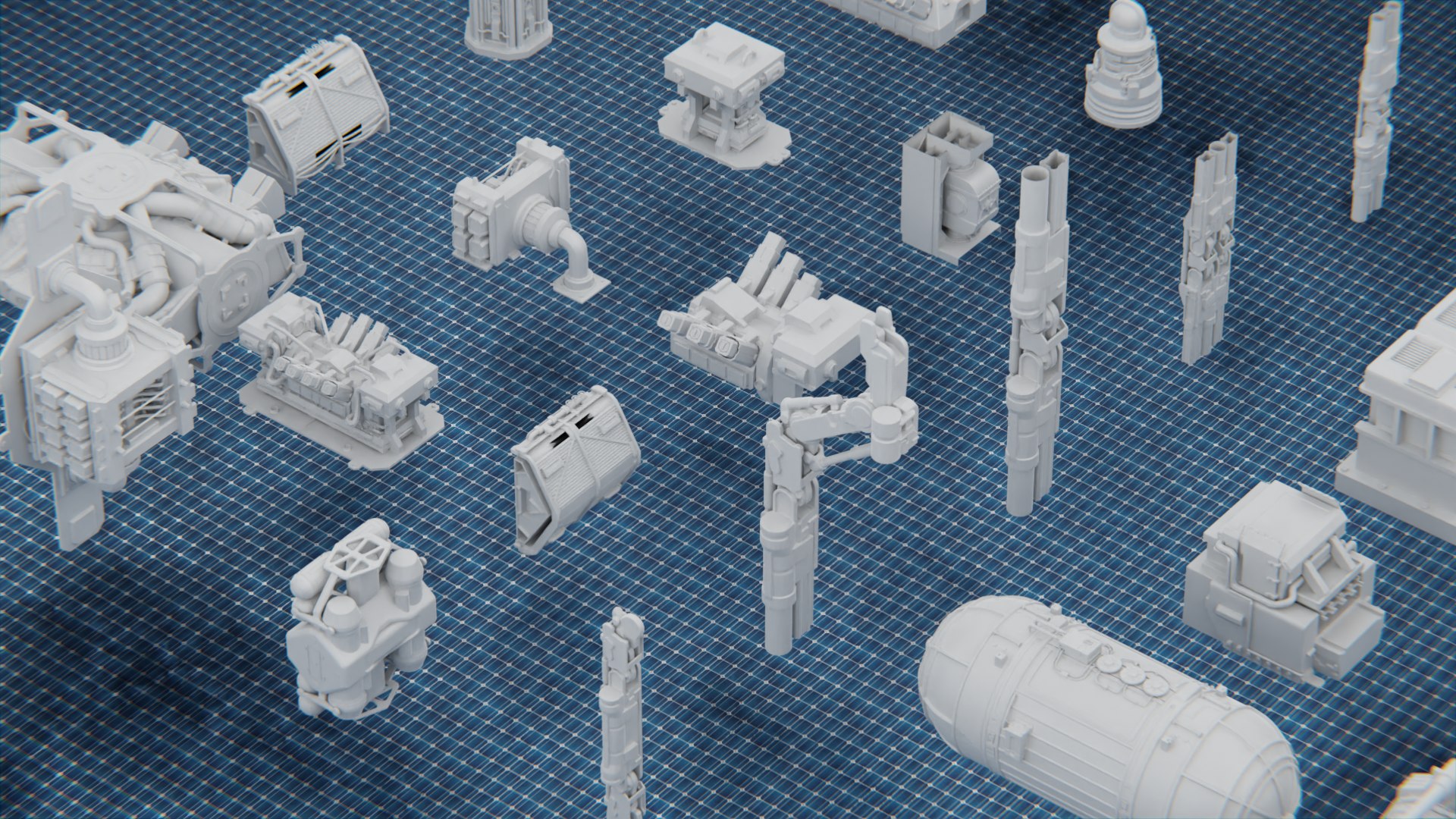 3D SCIFI SPACECRAFT KITBASH - PACK - ASSET - PROP - GREEBLE 3D Model ...