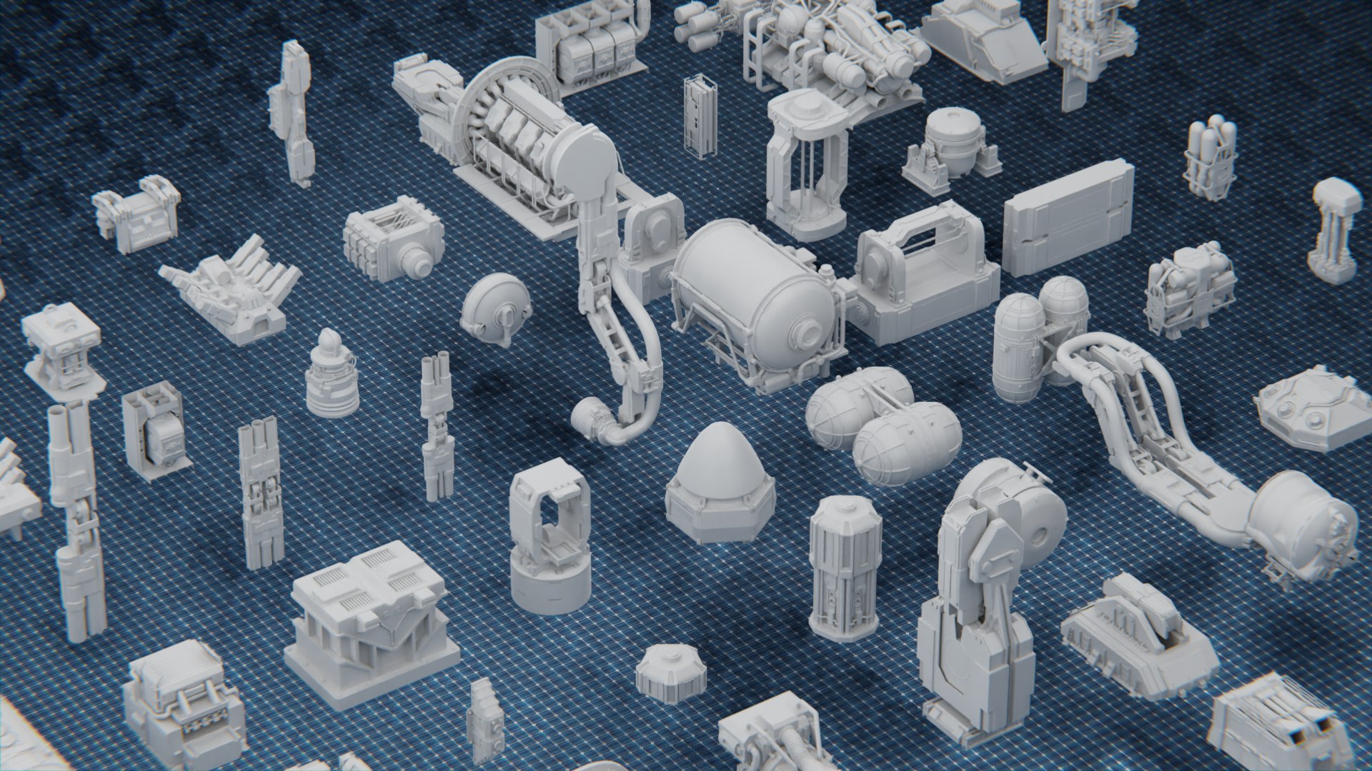 3D SCIFI SPACECRAFT KITBASH - PACK - ASSET - PROP - GREEBLE 3D Model ...