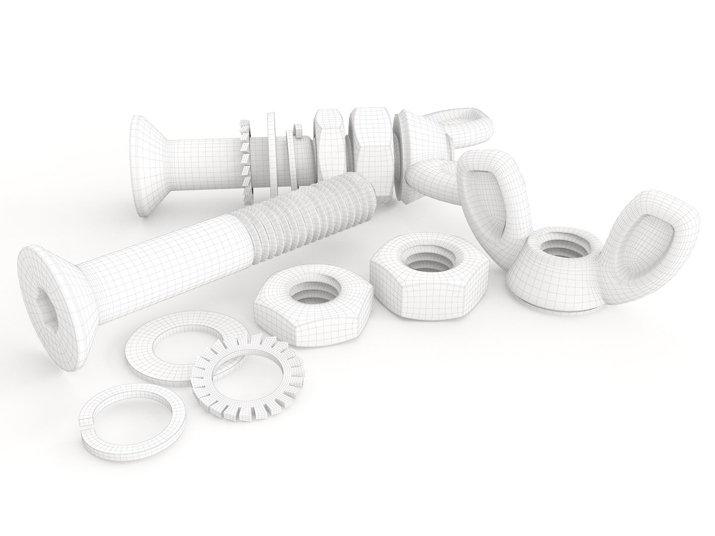 Screw With Nut 04 Model - TurboSquid 1857965