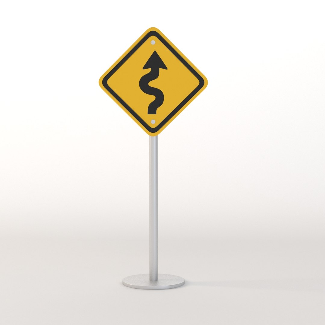 3D model Winding Road Sign - TurboSquid 2052083