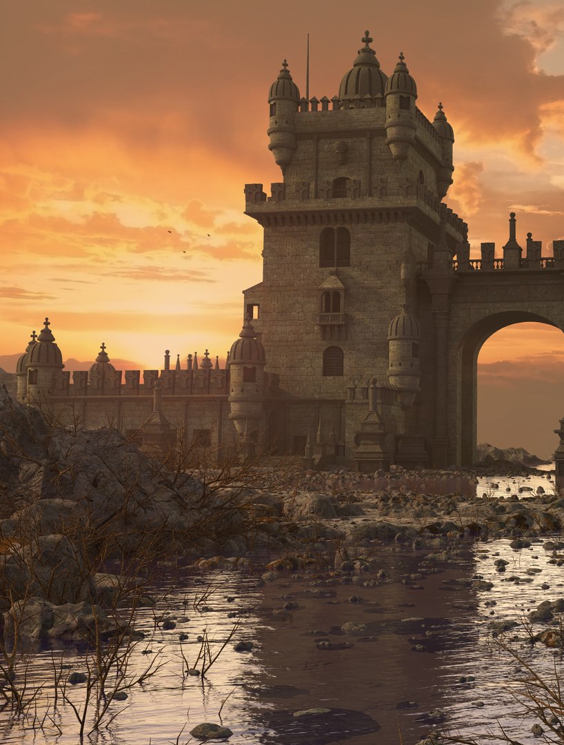 3D Fantasy Entrance Castle Towers Model - TurboSquid 1766008