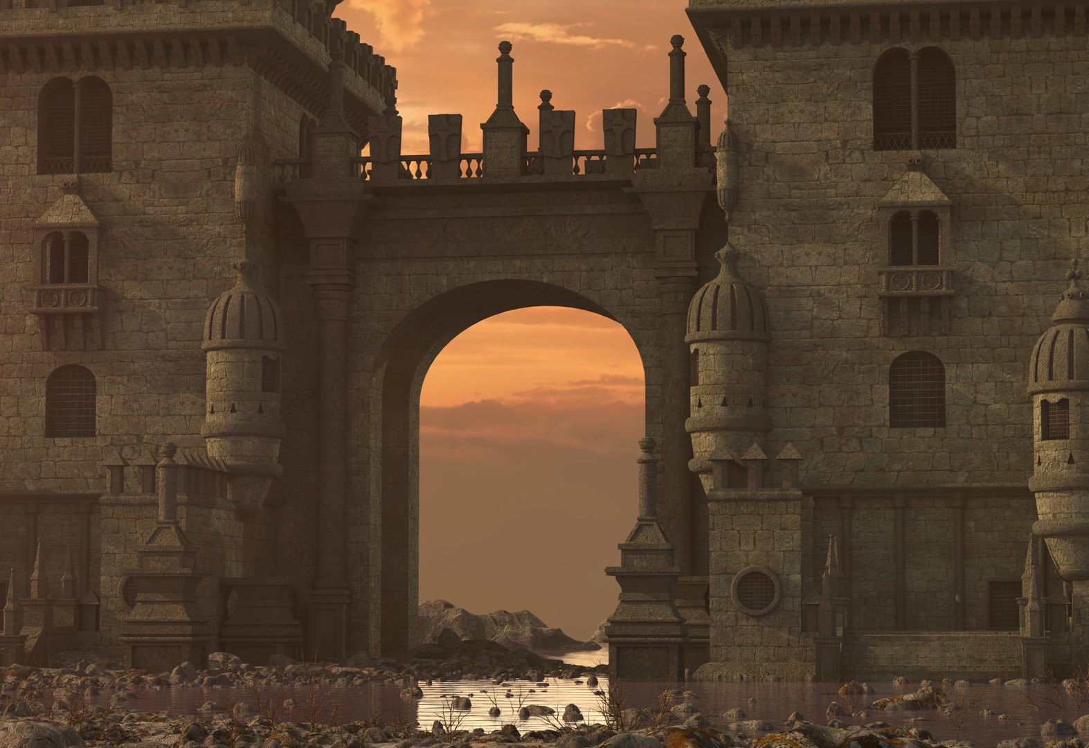 3D Fantasy Entrance Castle Towers Model - TurboSquid 1766008