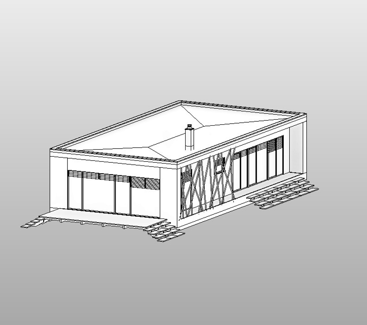 3D Model Bungalow 5 - Created With Fully Parametric Revit Families ...