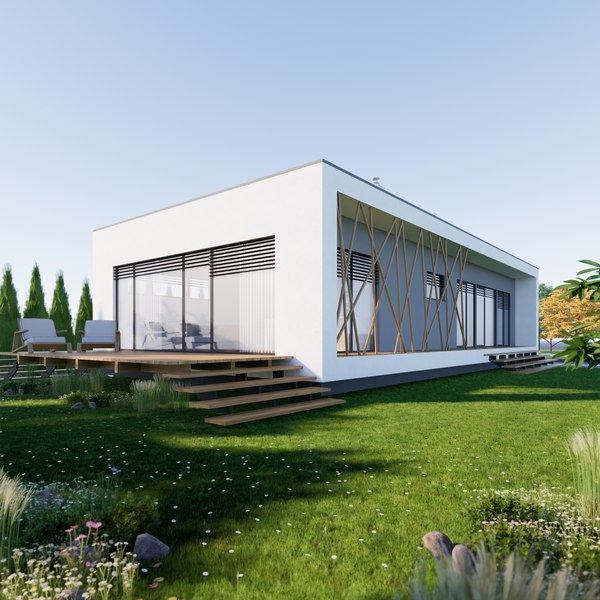modelo 3d Bungalow 5 - Creado con familias de Revit totalmente ...