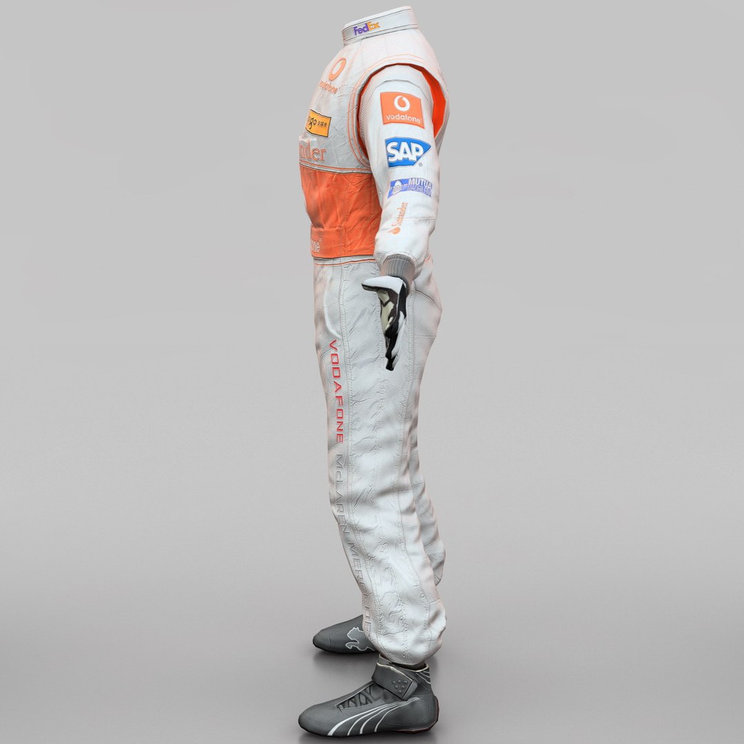 3d model racing driver clothes mercedes