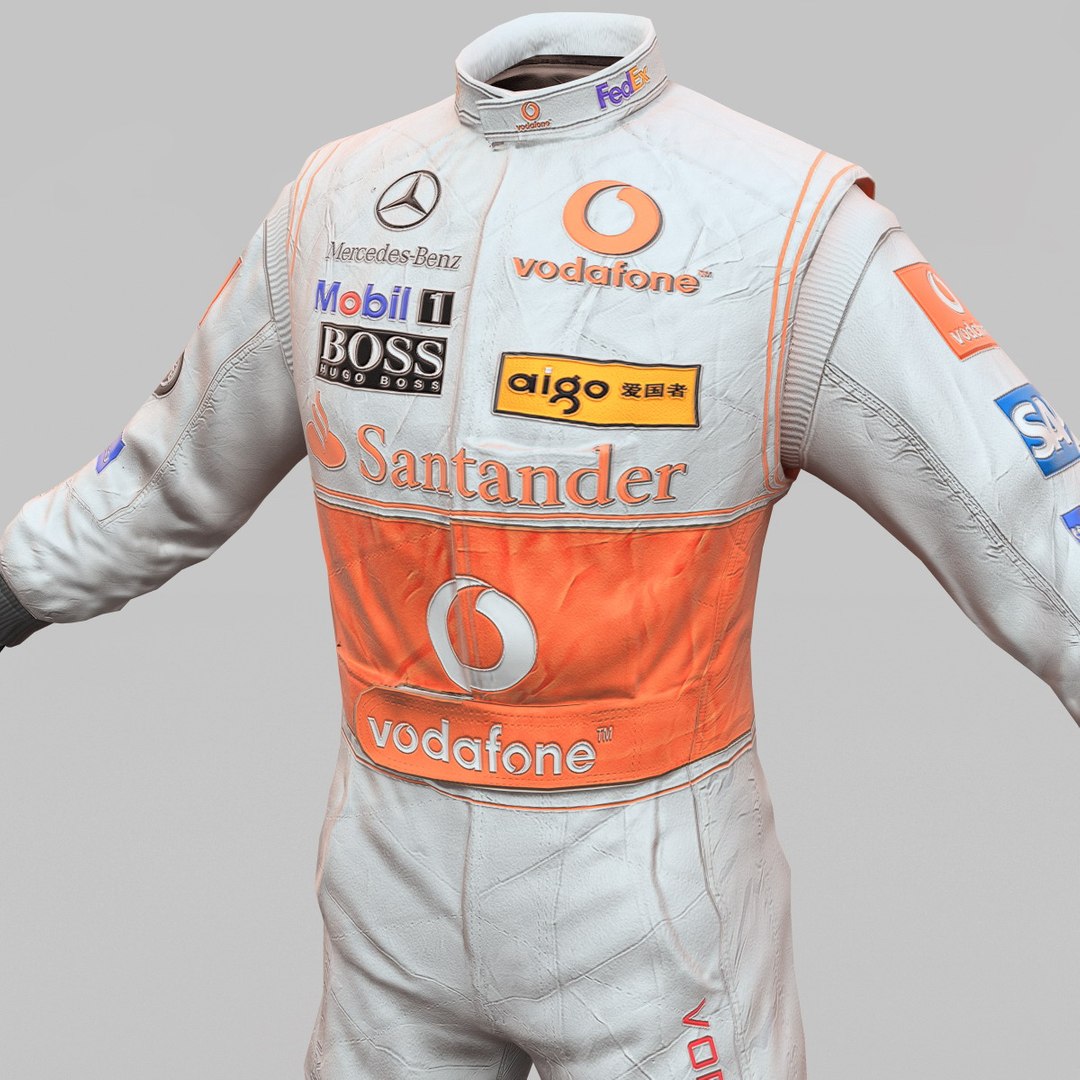 3d model racing driver clothes mercedes