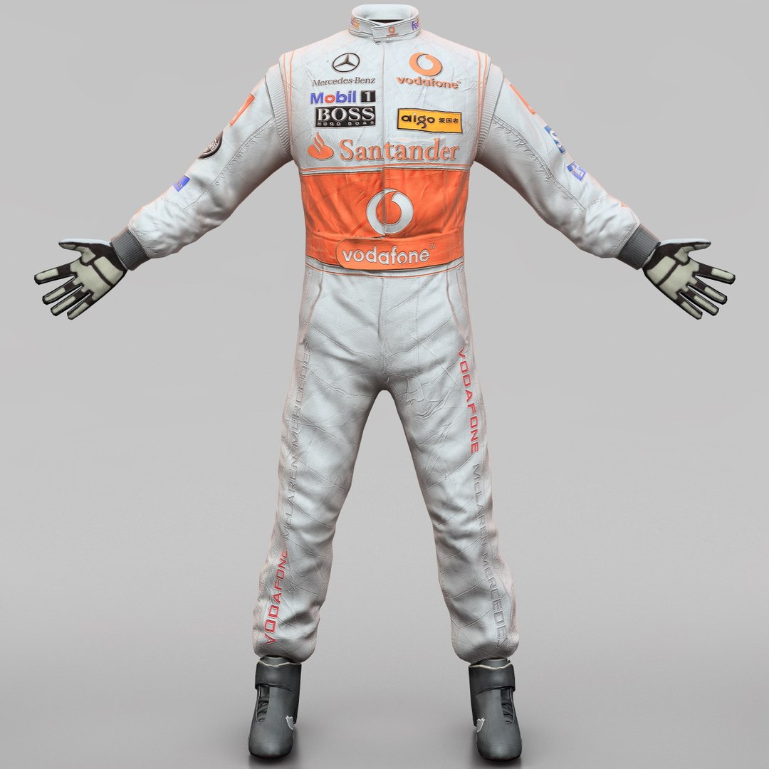 3d model racing driver clothes mercedes