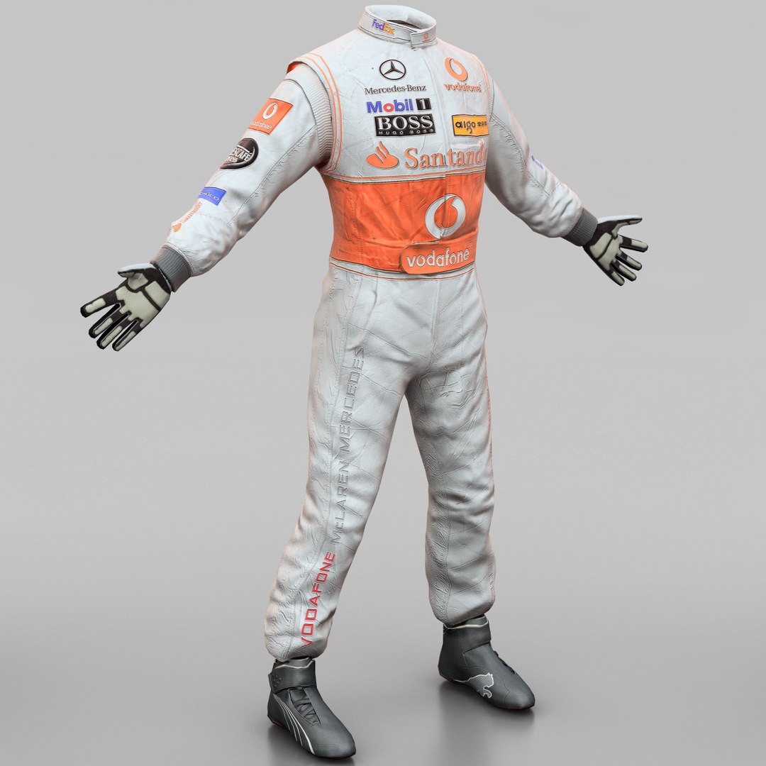 3d model racing driver clothes mercedes