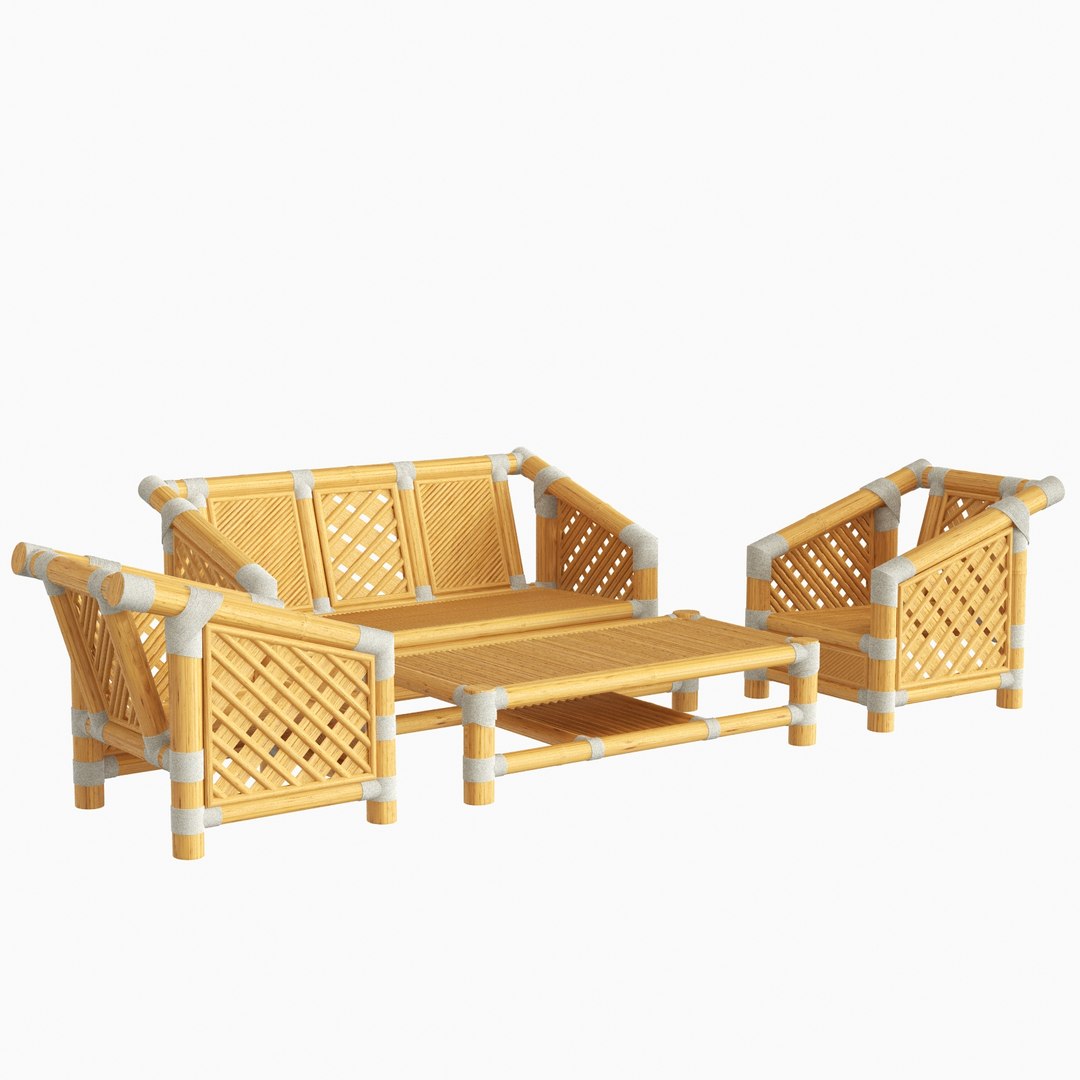 Bamboo set furniture design 3D model - TurboSquid 1413337