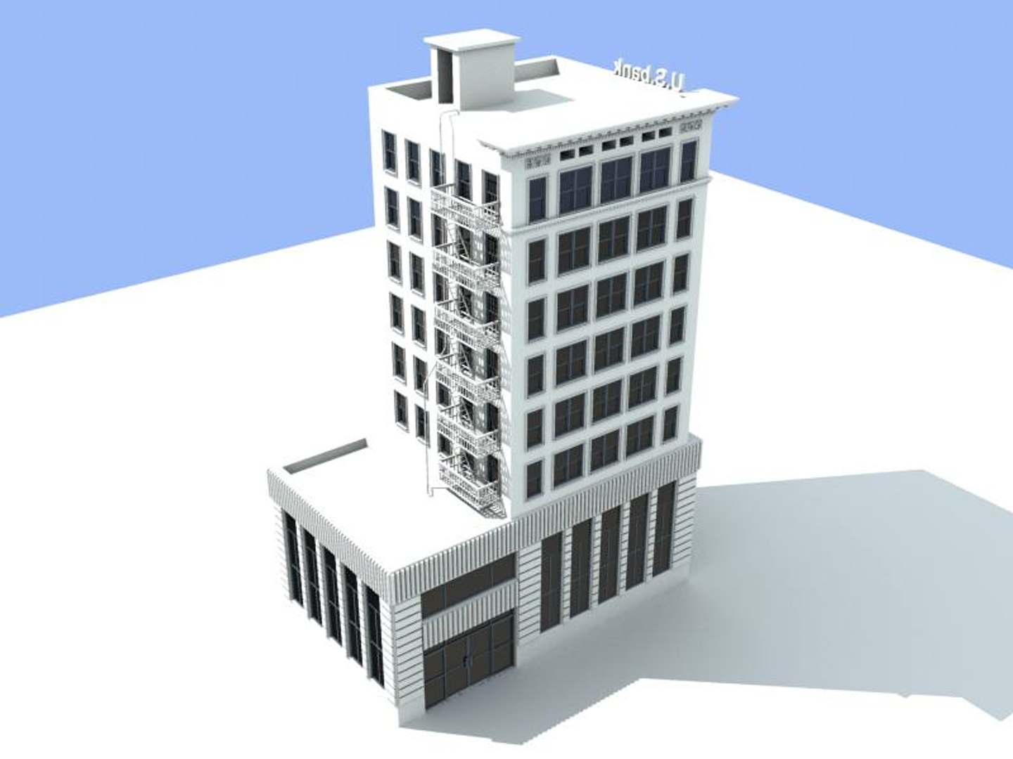 3d Model Bank Building Structure