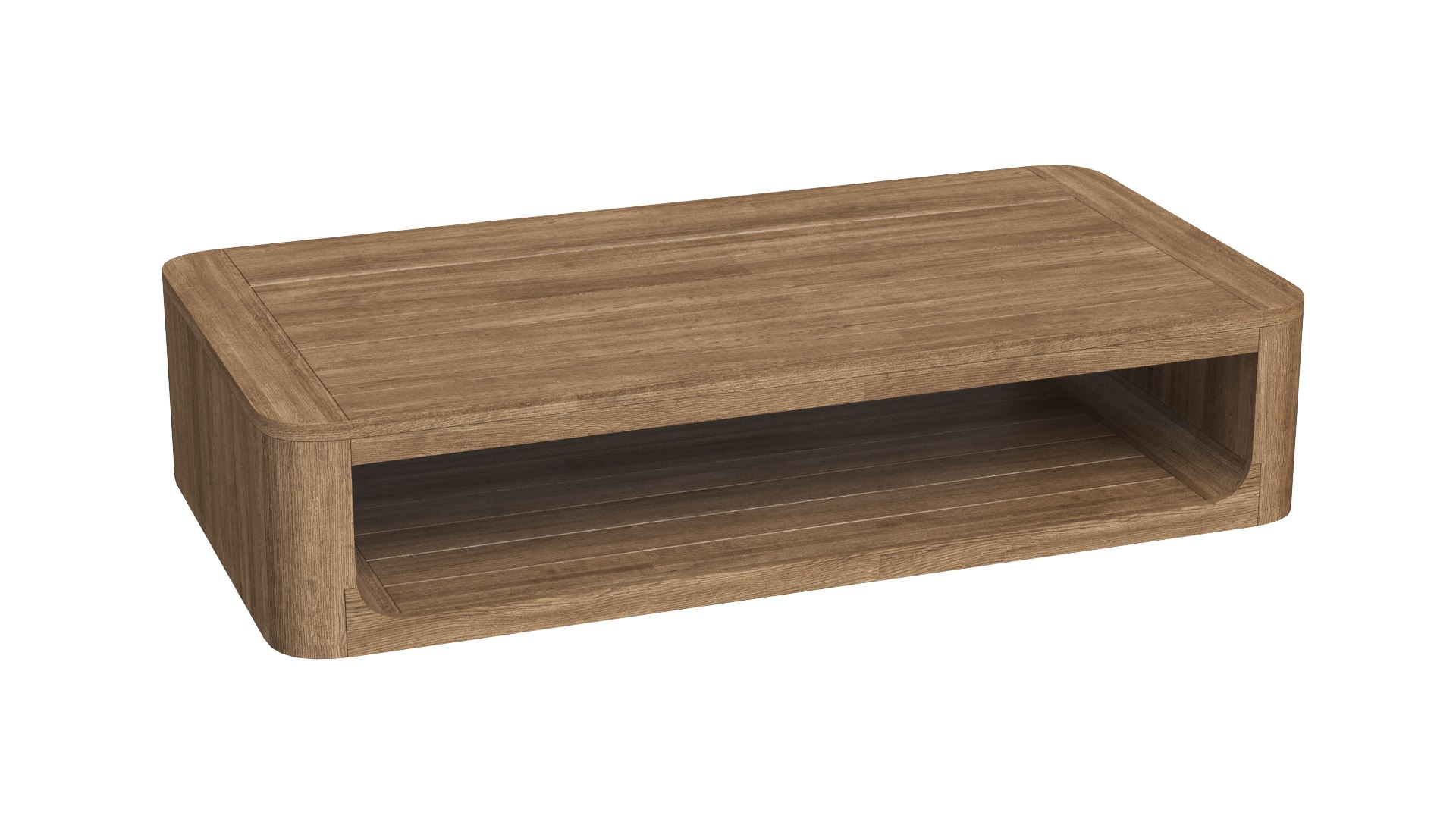 RH Oslo Open Teak Rectangular Coffee Table Model - TurboSquid 2156039
