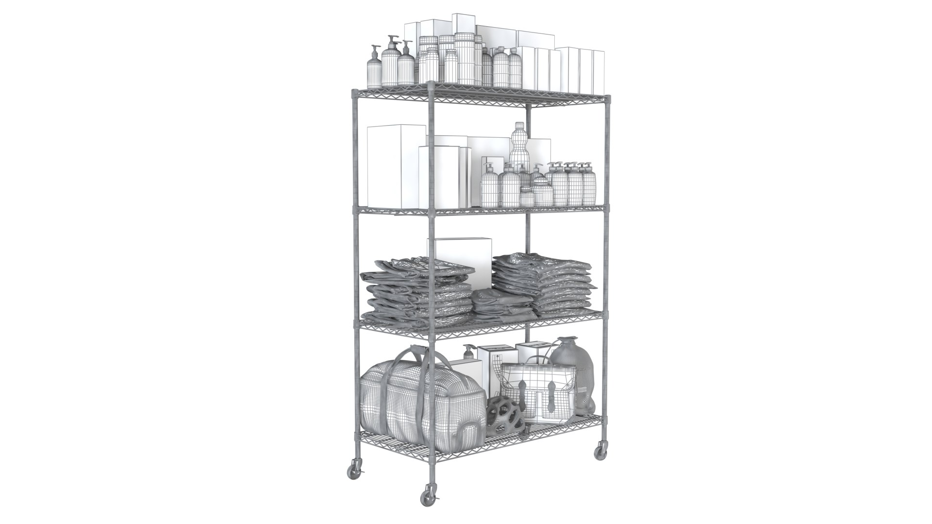 Rack for shop with goods 3D model - TurboSquid 1834777