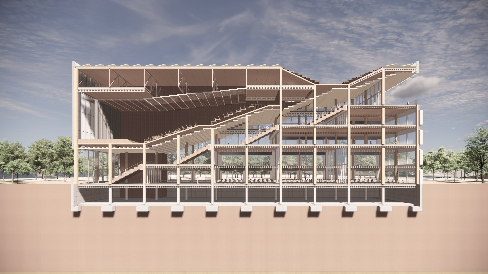 3D Model Ultra-Realistic 3D Wooden Auditorium With Complete Structural ...