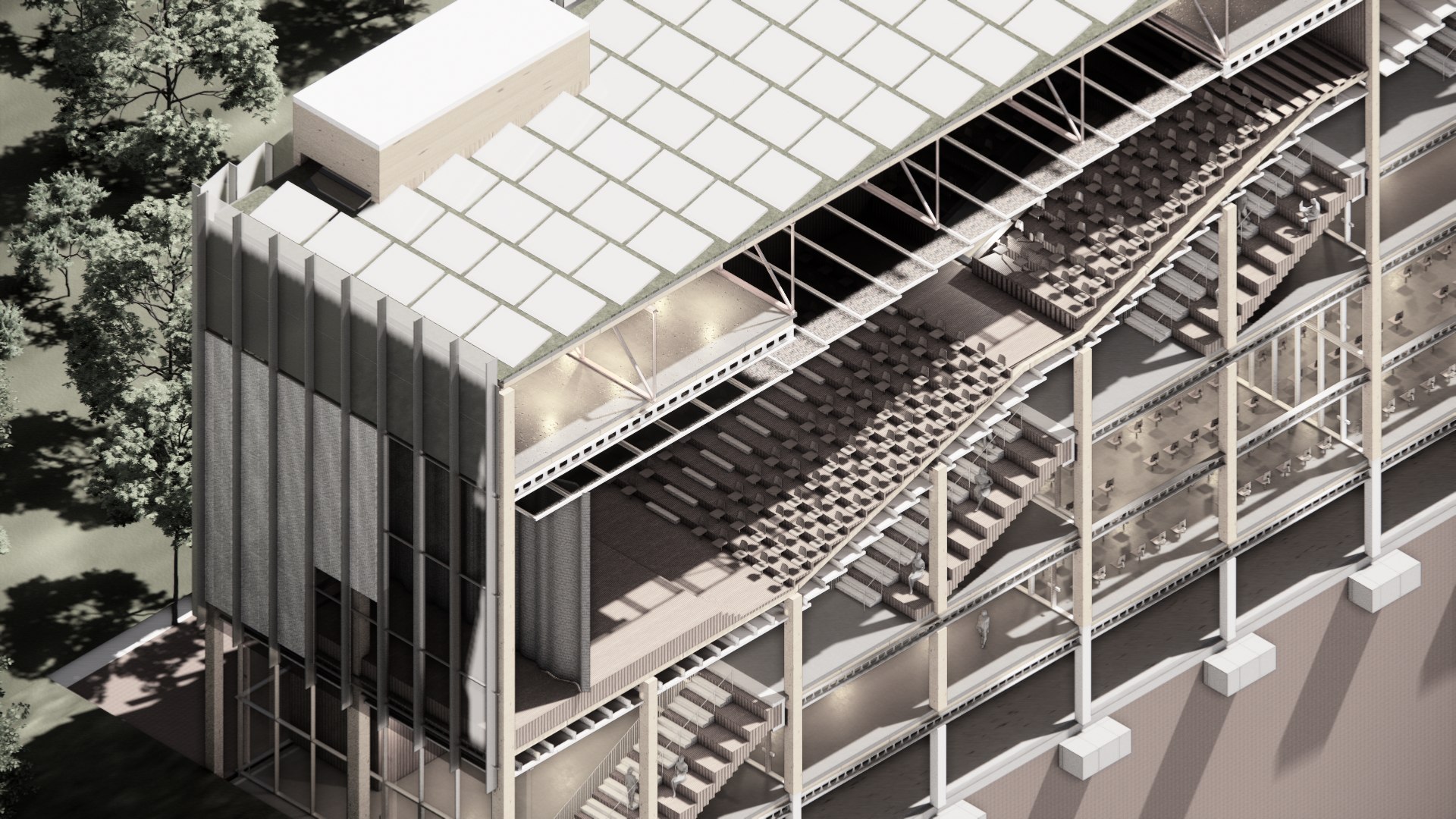 3D Model Ultra-Realistic 3D Wooden Auditorium With Complete Structural ...